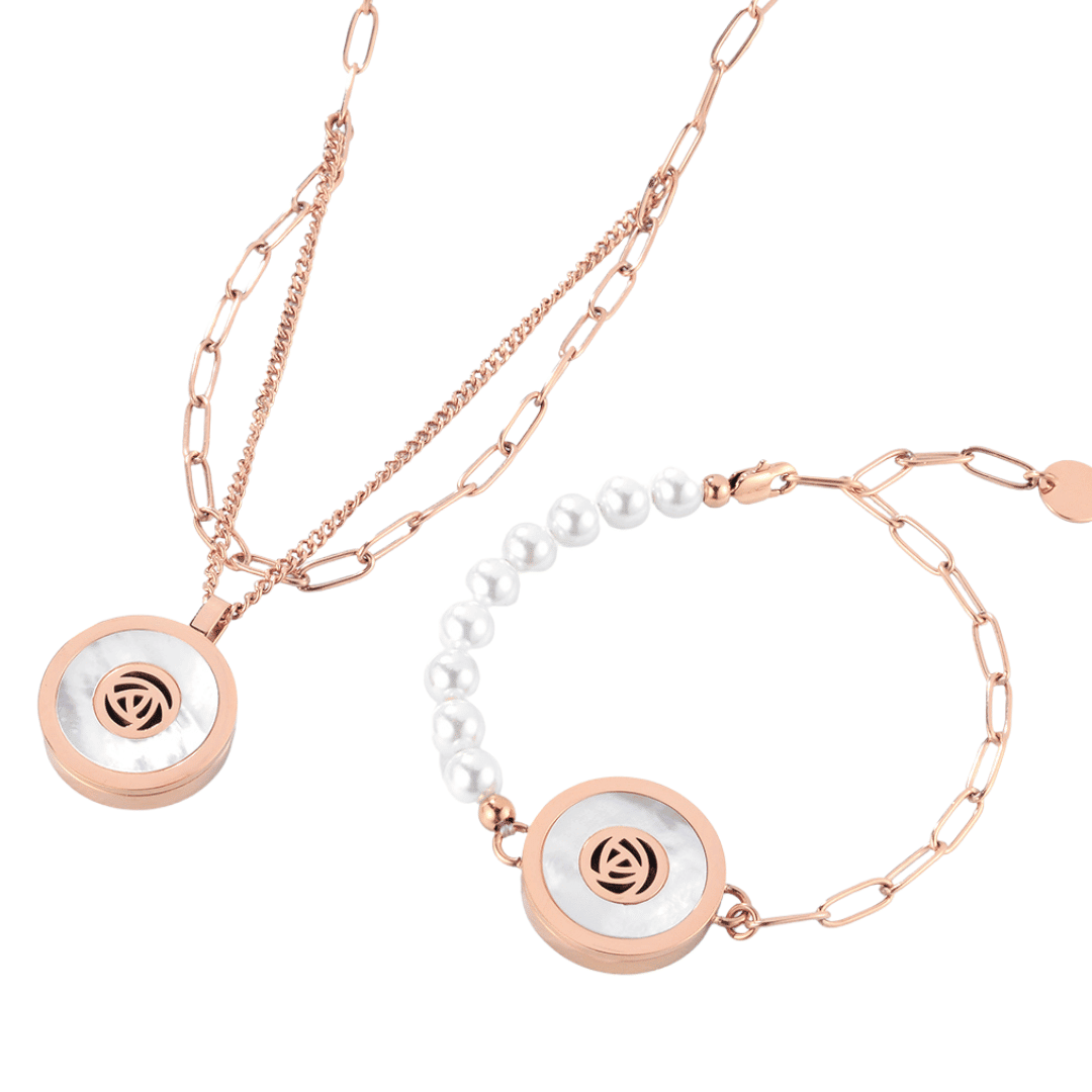 Aroma jewelry set rose gold | fine necklace & bracelet | Casida